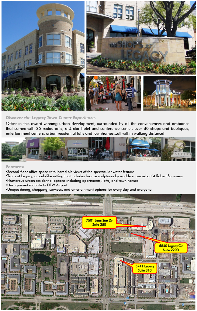 New to market office leasing opportunities at the Shops at Legacy (Offices)